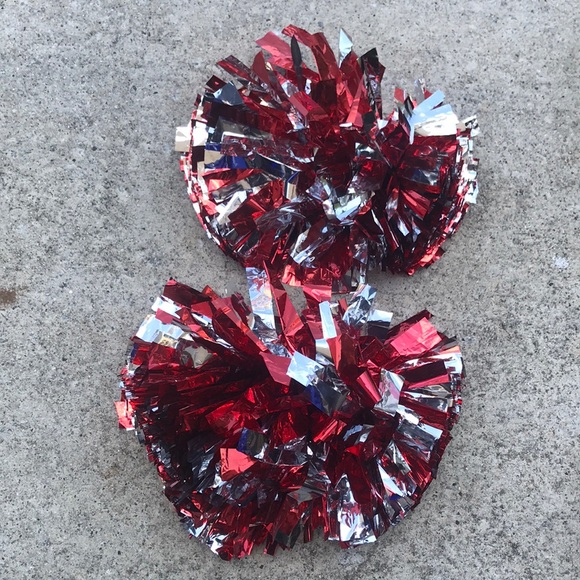 Other | Cheerleading Red Metallic Pom Pom Set | Poshmark
